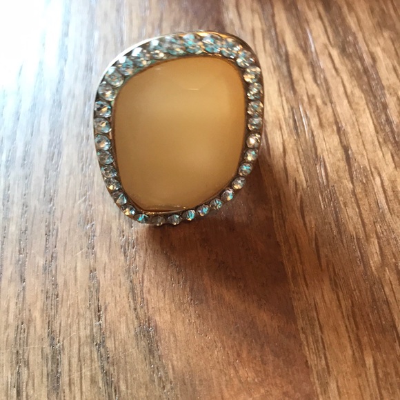 Charming Charlie | Jewelry | Large Cream Colored Ring With Silver Studs ...